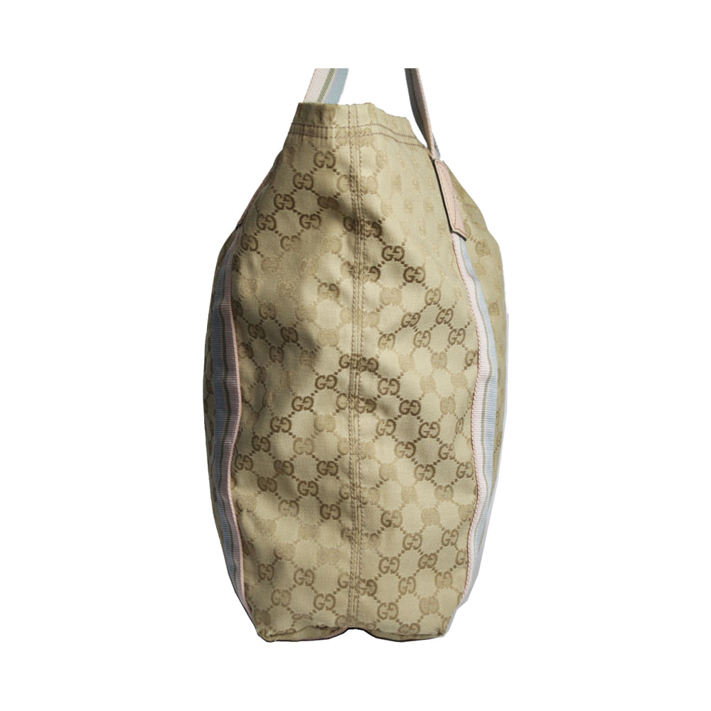 Bolsa Gucci Jacquard Bege Rosa Azul | Brechó de luxo - Prettynew