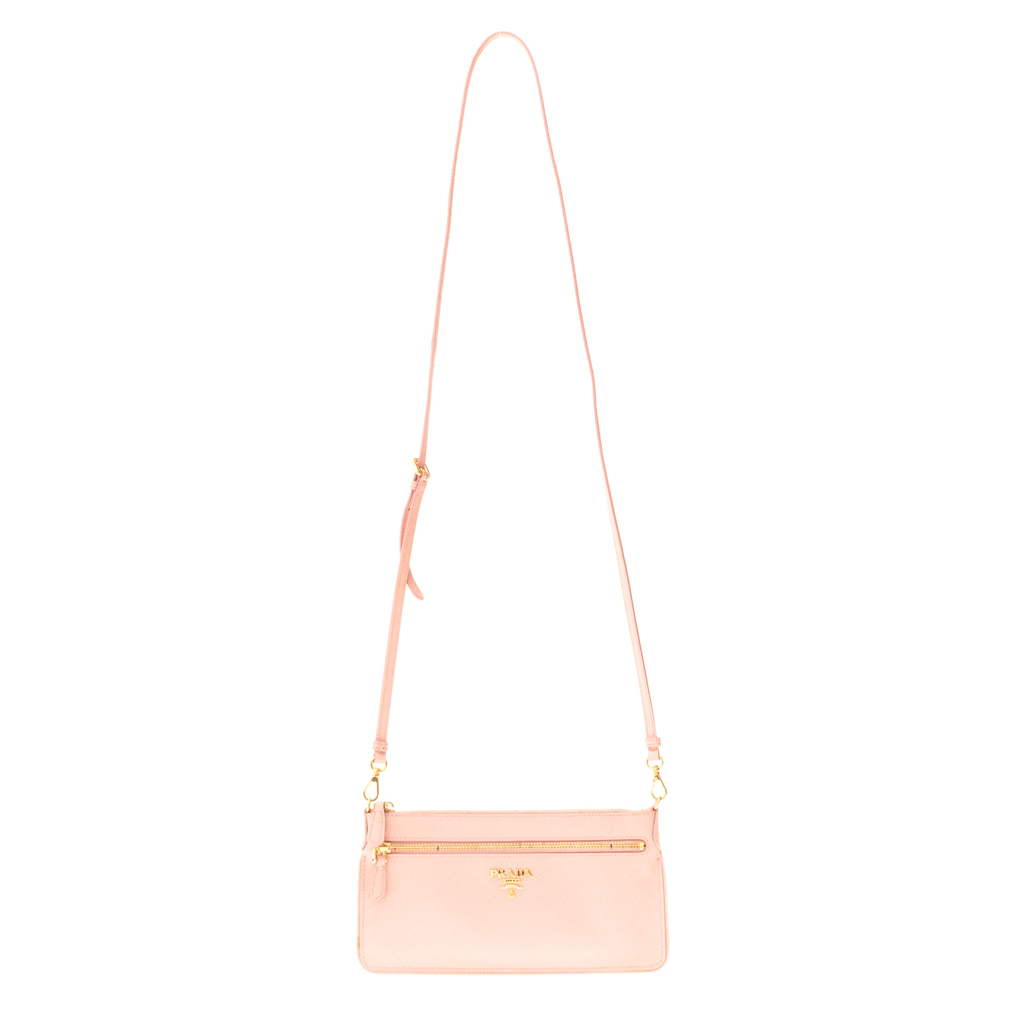 Bolsa Prada Transversal Mini Saffiano Rosa | Brechó de luxo - Prettynew