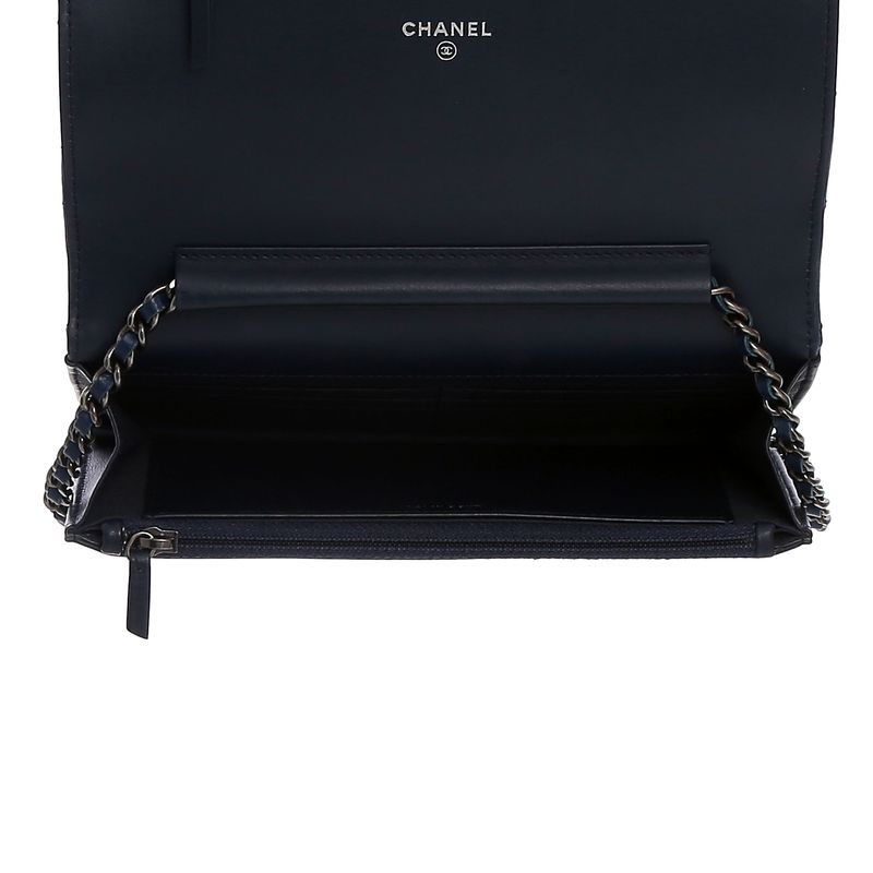 Bolsa Chanel WOC Couro Marinho | Brechó de luxo - Prettynew