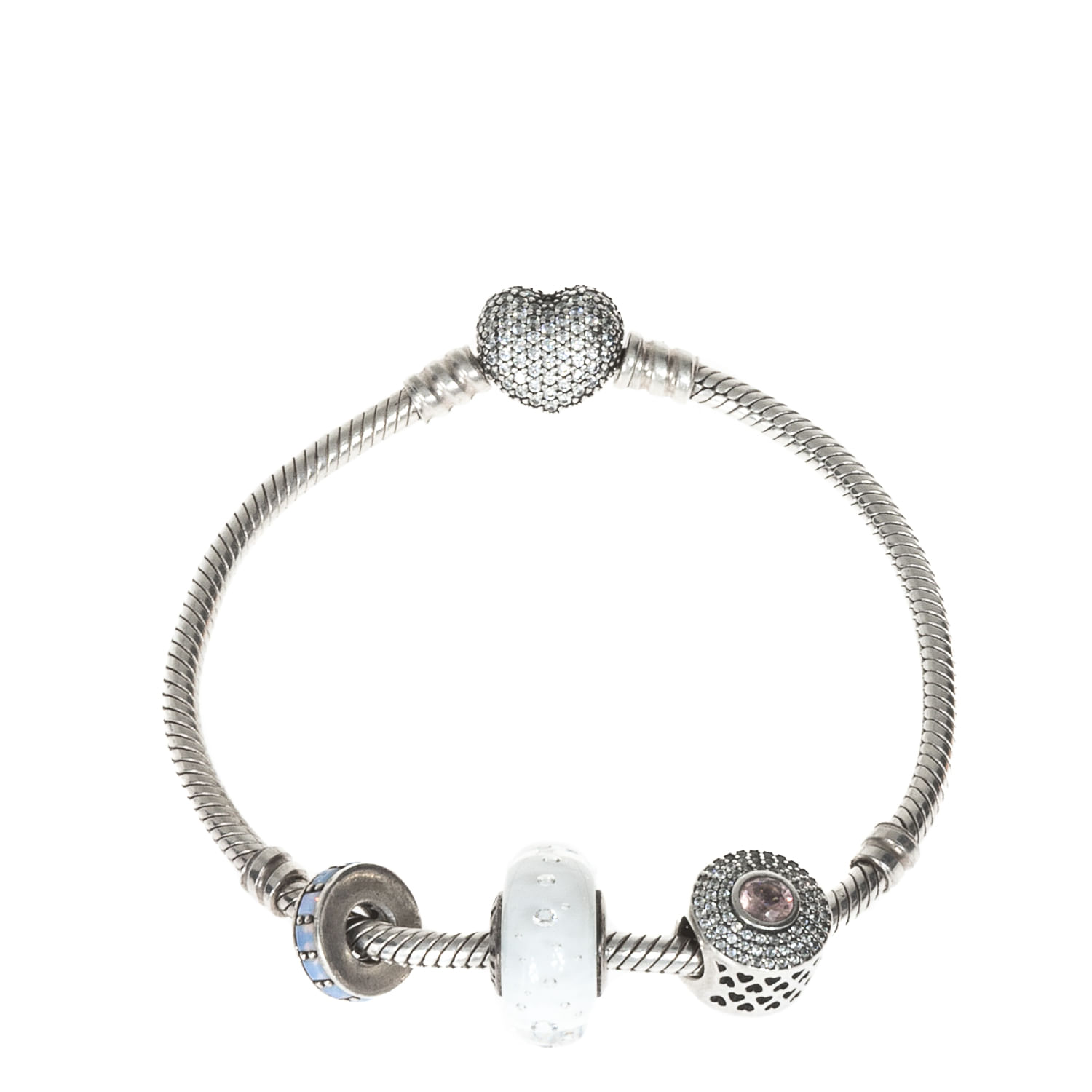 Pulseira Pandora Prata com Berloques | Brechó de luxo - Prettynew