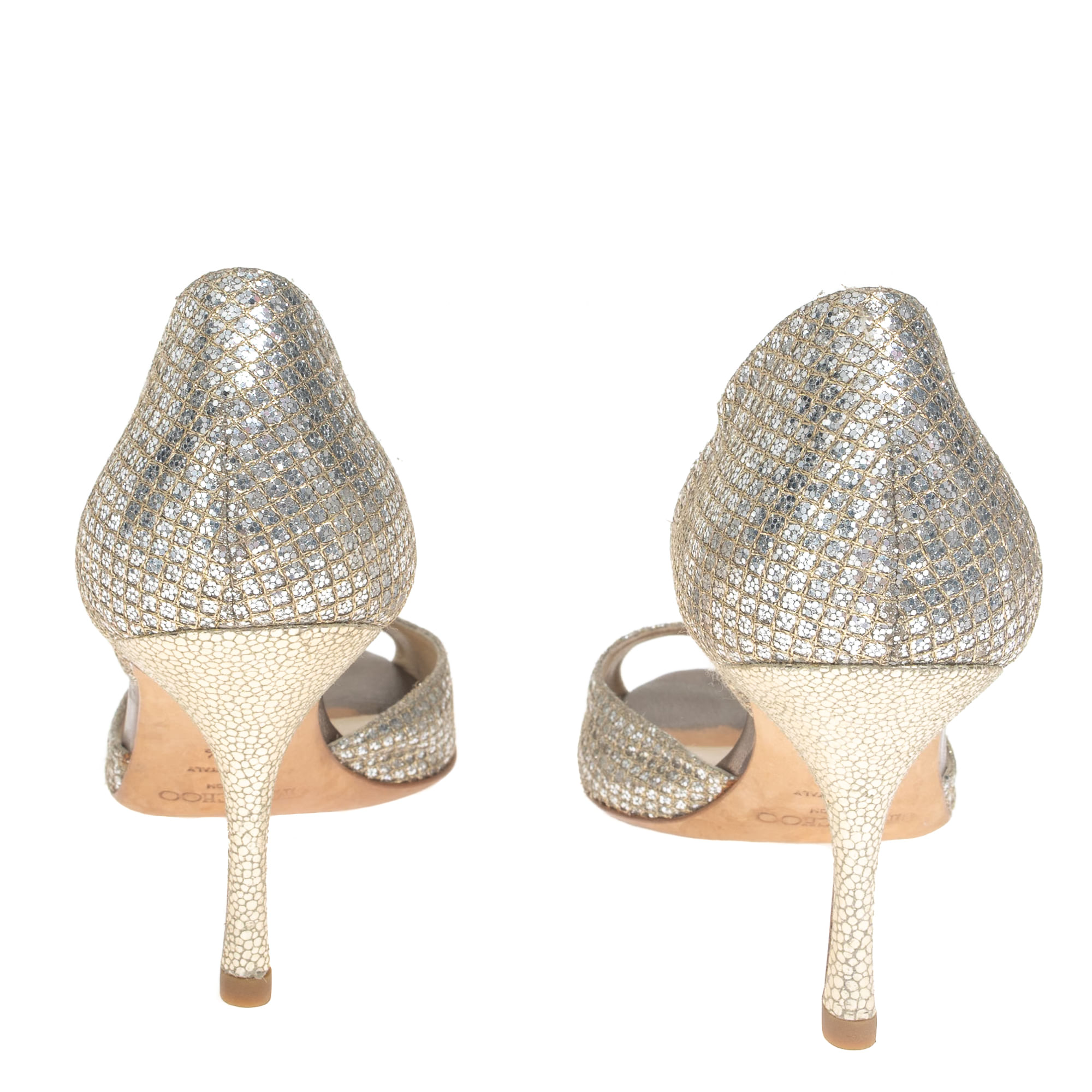 Peep Toe Jimmy Choo Prateado | Brechó de luxo - Prettynew