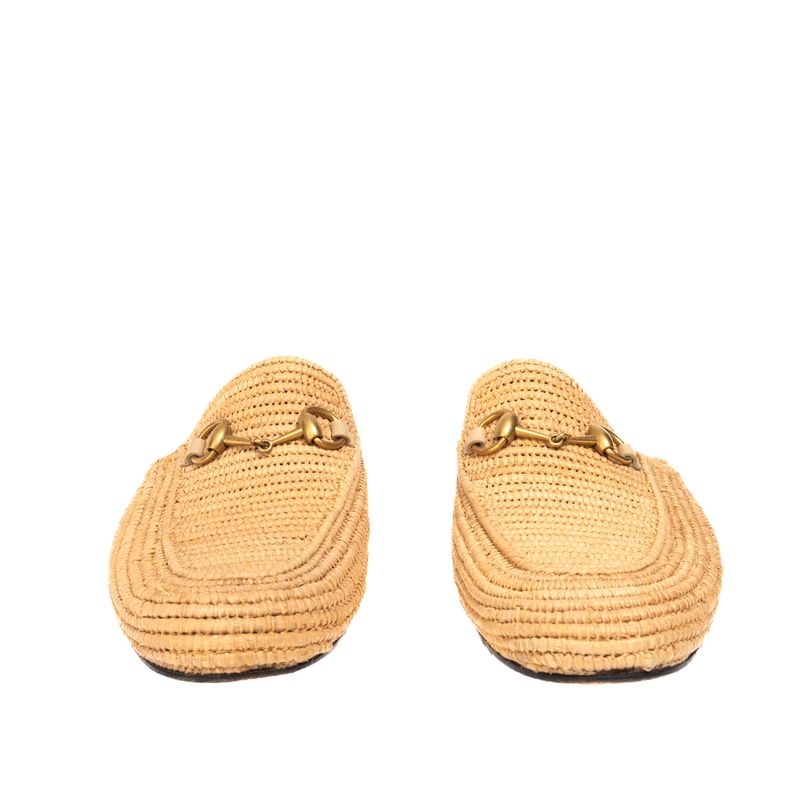 Mule Gucci Princetown Raffia | Brechó de luxo - Prettynew