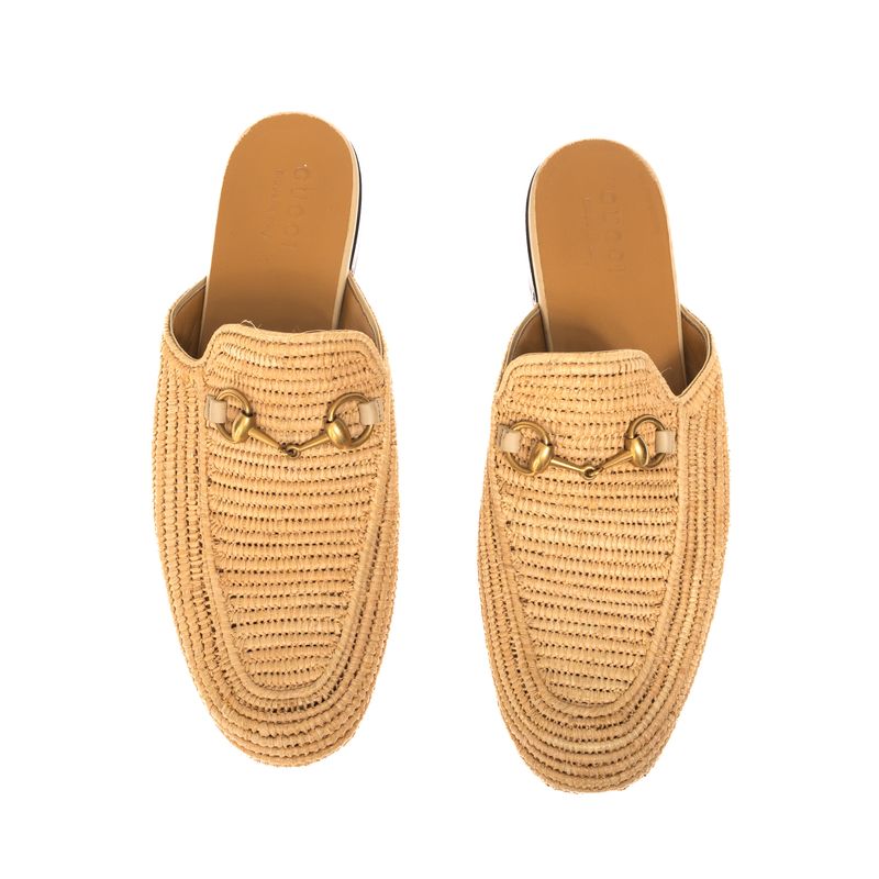 Mule Gucci Princetown Raffia | Brechó de luxo - Prettynew
