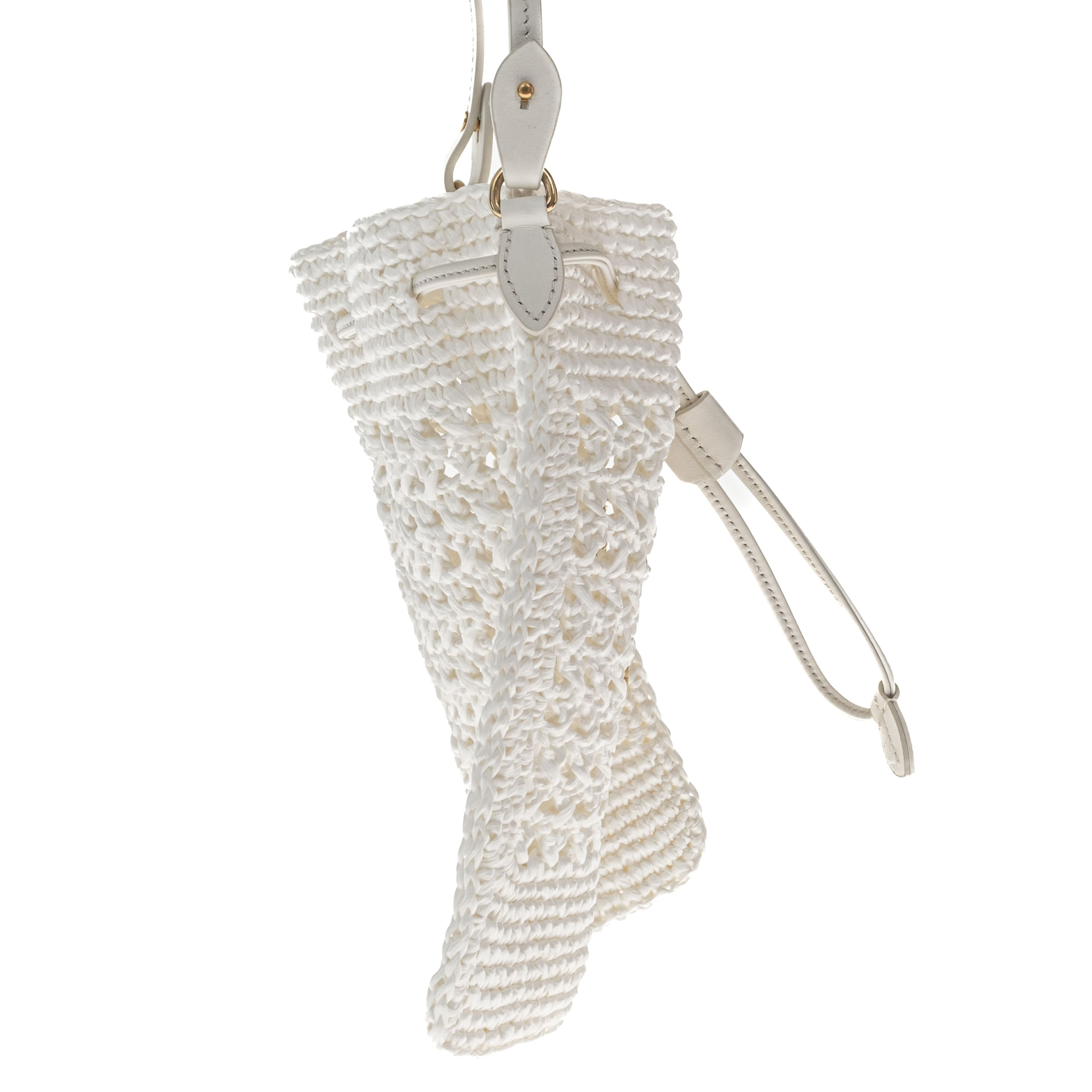Bolsa Miu Miu Crochê de Ráfia Mini Branca | Brechó de luxo - Prettynew